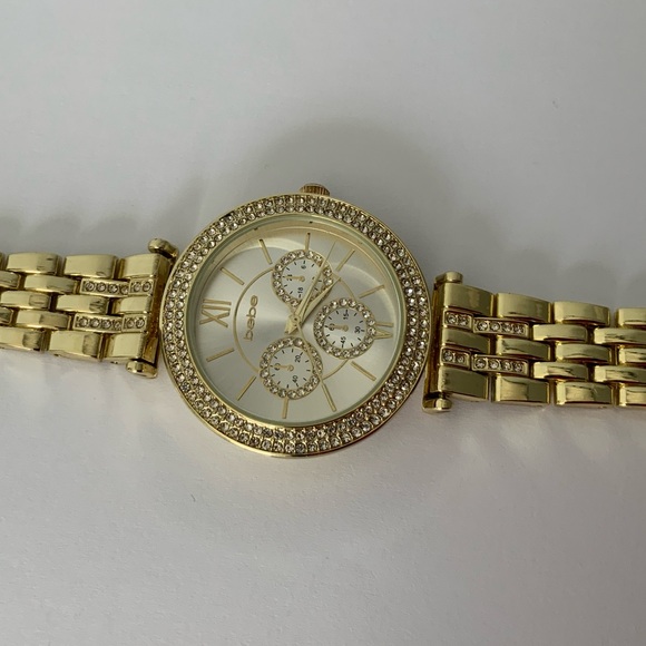 bebe | Accessories | Bebe Gold Crystal Bezel Roman Numeral Watch | Poshmark